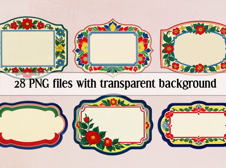 Vintage Blank Labels, Vintage Floral Labels, PNG & A4 Files, Old Labels ...