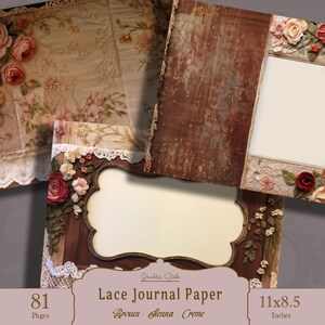 Brown Lace Journal Paper, Brown Lace Printable Paper, Brown Victorian ...