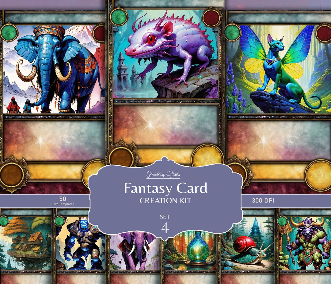 DIY Card Game, 50 Fantasy Card Game Templates, Board Game Assets, TCG ...