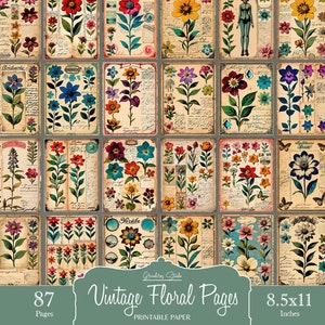 Vintage Floral Journal Pages, Antique Floral Paper, Junk Journal Kit ...