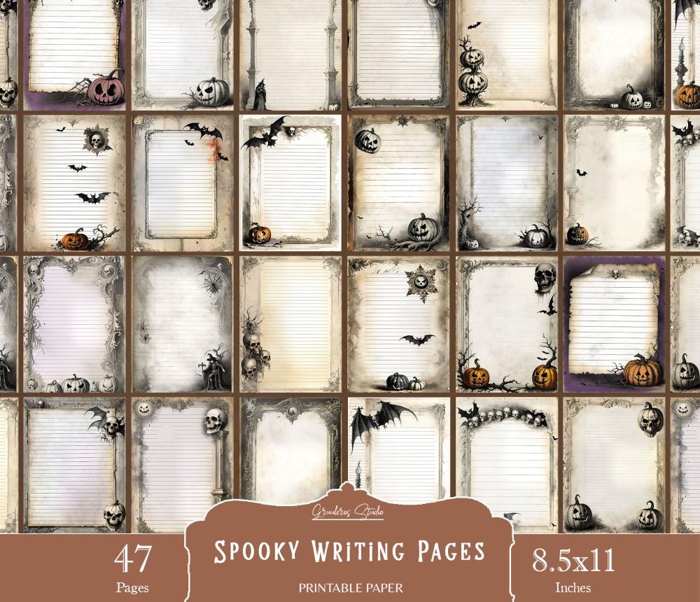 Halloween Printable Stationery Writing Papers, Printable Pumpkins ...