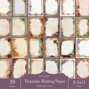 Victorian Writing Paper, Filigree Pages, Collage Printable Junk Journal ...