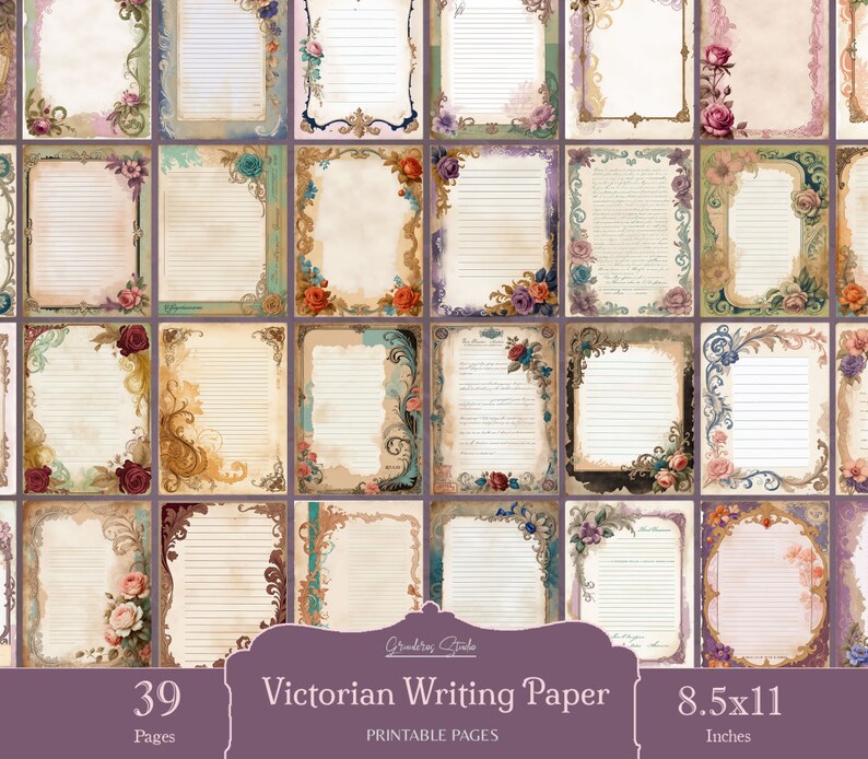 Victorian Writing Paper, Filigree Pages, Collage Printable Junk Journal ...