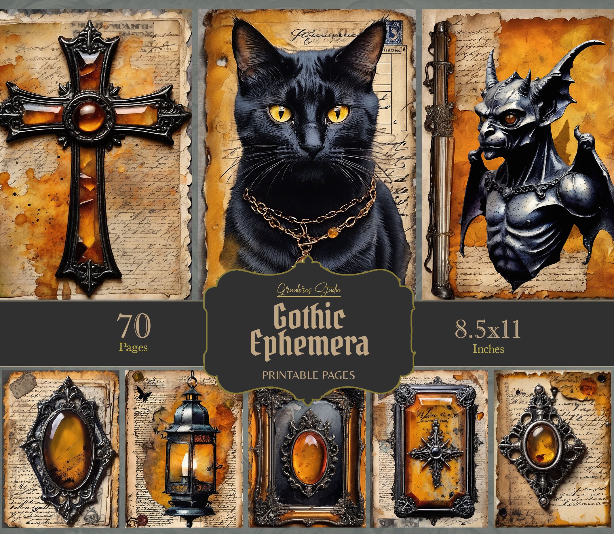 Victorian Goth Junk Journal Kit, Book of Shadows, Digital Download ...