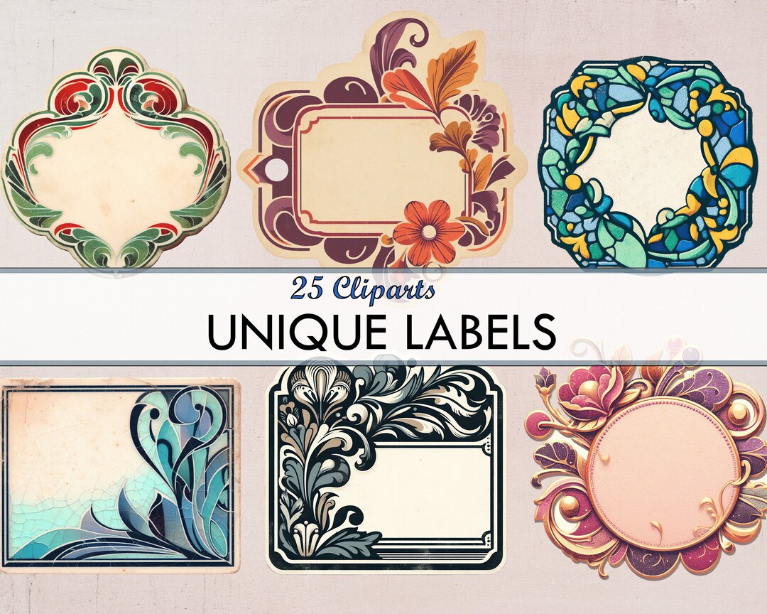 Vintage Labels Clipart Collection Unique Artwork PNG - Etsy