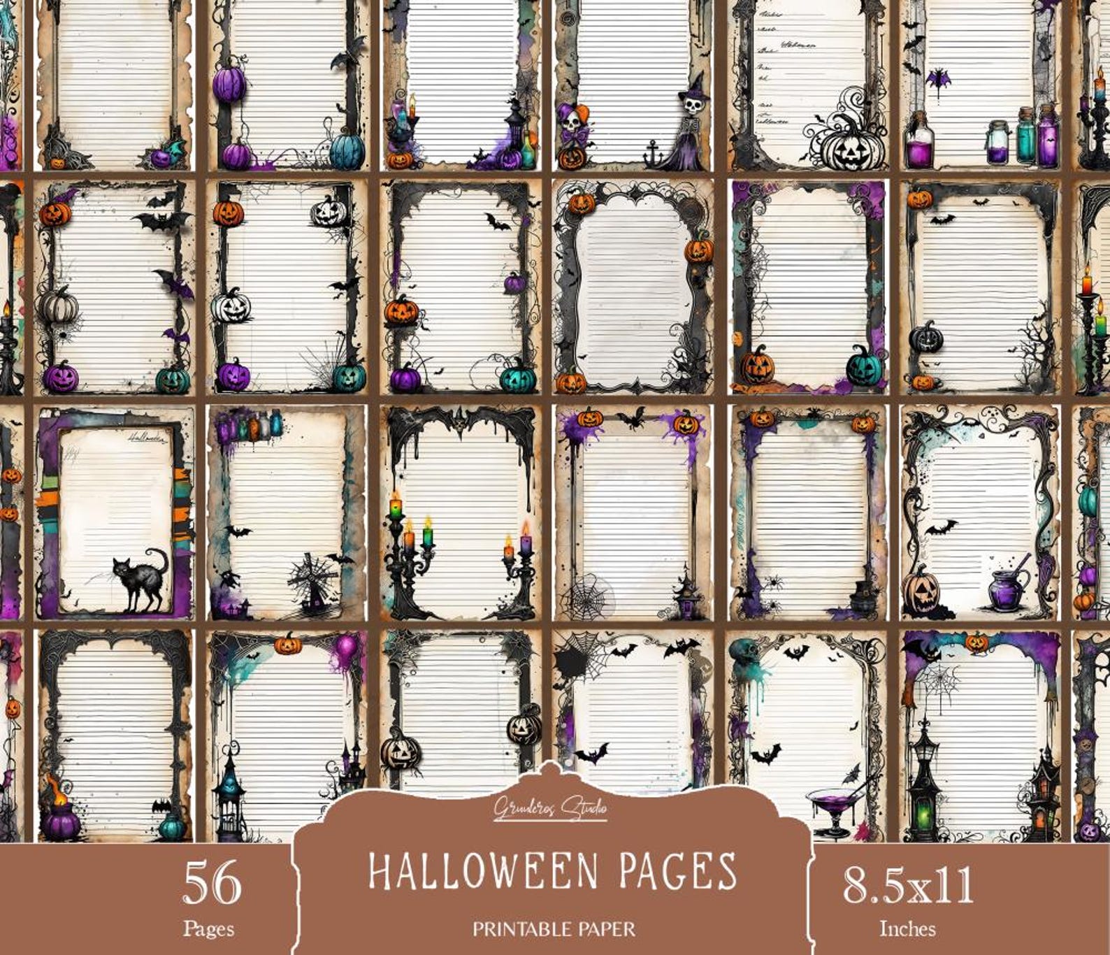 Halloween Printable Stationery, Black Cat Stationery, Letter Writing ...