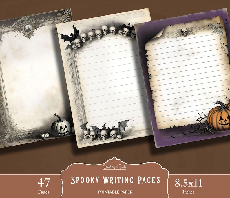 Halloween Printable Stationery Writing Papers, Printable Pumpkins ...
