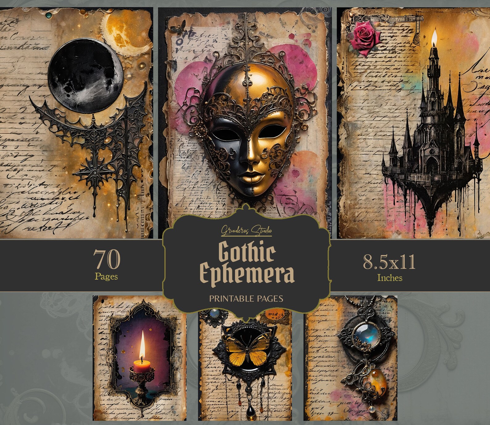 Victorian Goth Junk Journal Kit, Book of Shadows, Digital Download ...