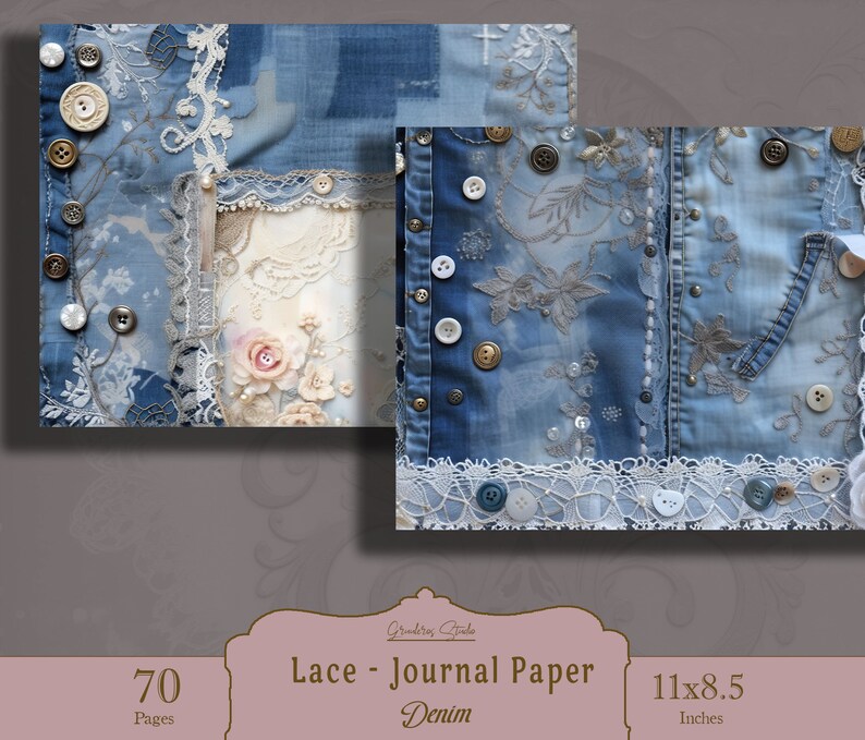 Denim Shabby Chic Journal Paper, Decorative Laces & Ornaments, Blue ...