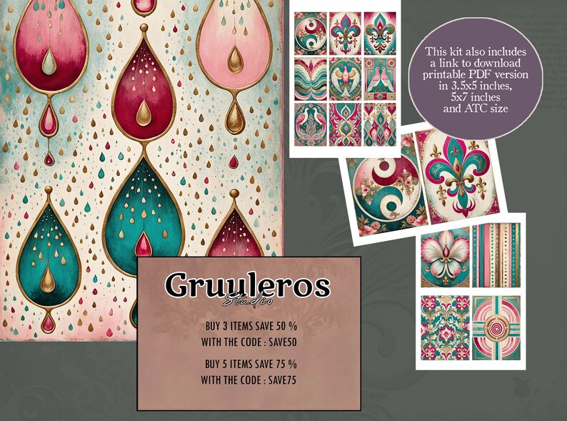 Printable Green Paper, Ornamental, Texture Theme, Journal Embellishment ...