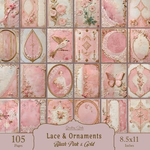 Pink Vintage Lace Ephemera, Collage Sheets, Printable Shabby Chic Junk ...
