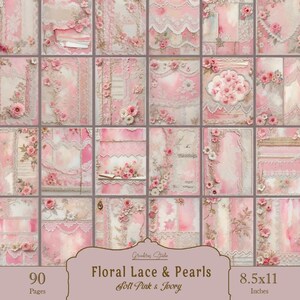 Pink Lace Journal Papers, Shabby Chic, Digital Collage Sheets, Soft ...