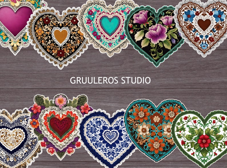 Printable Heart Doilies, 100 Designs, Vintage Lace Embellishments ...