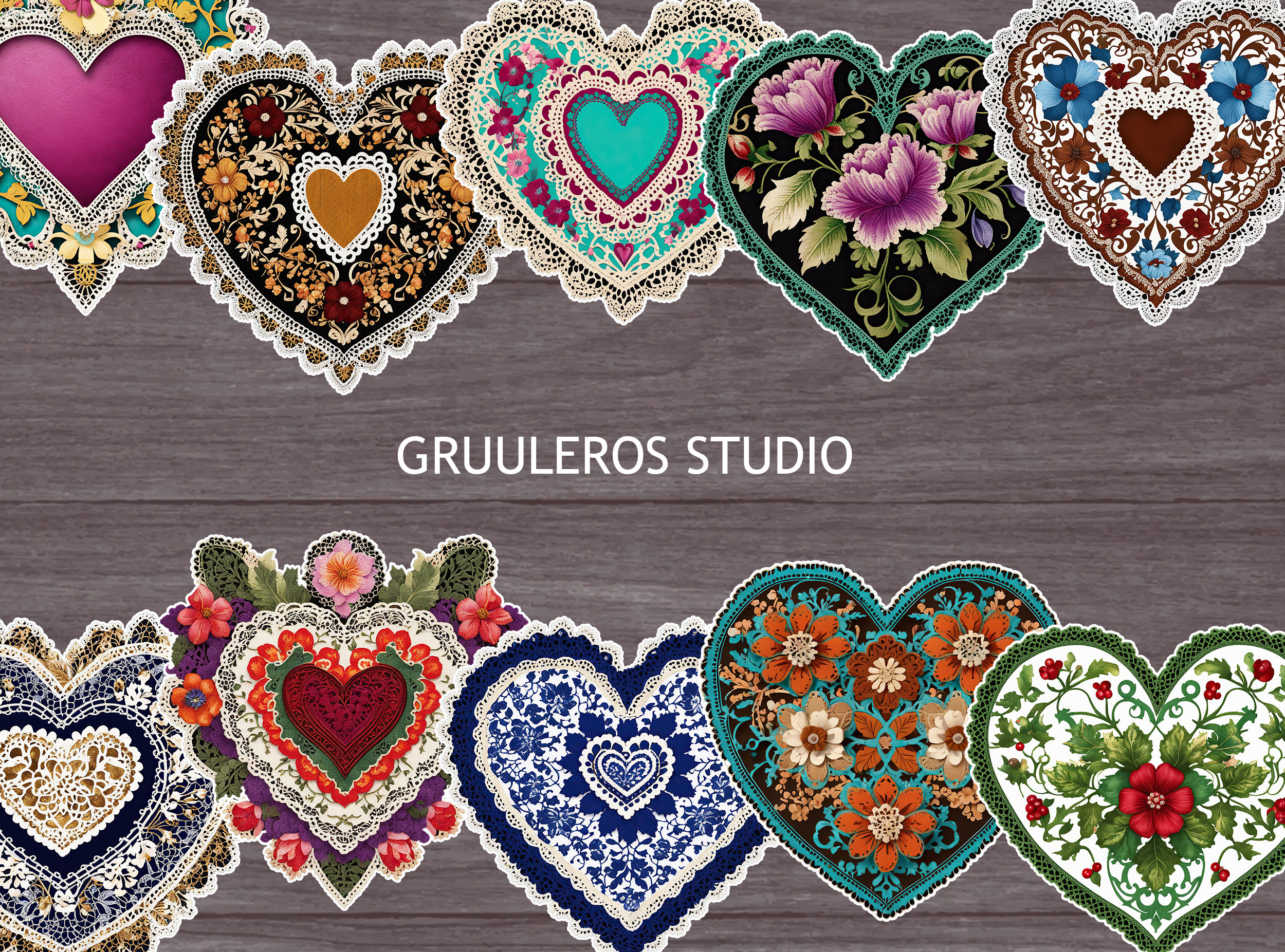 Printable Heart Doilies, 100 Designs, Vintage Lace Embellishments ...