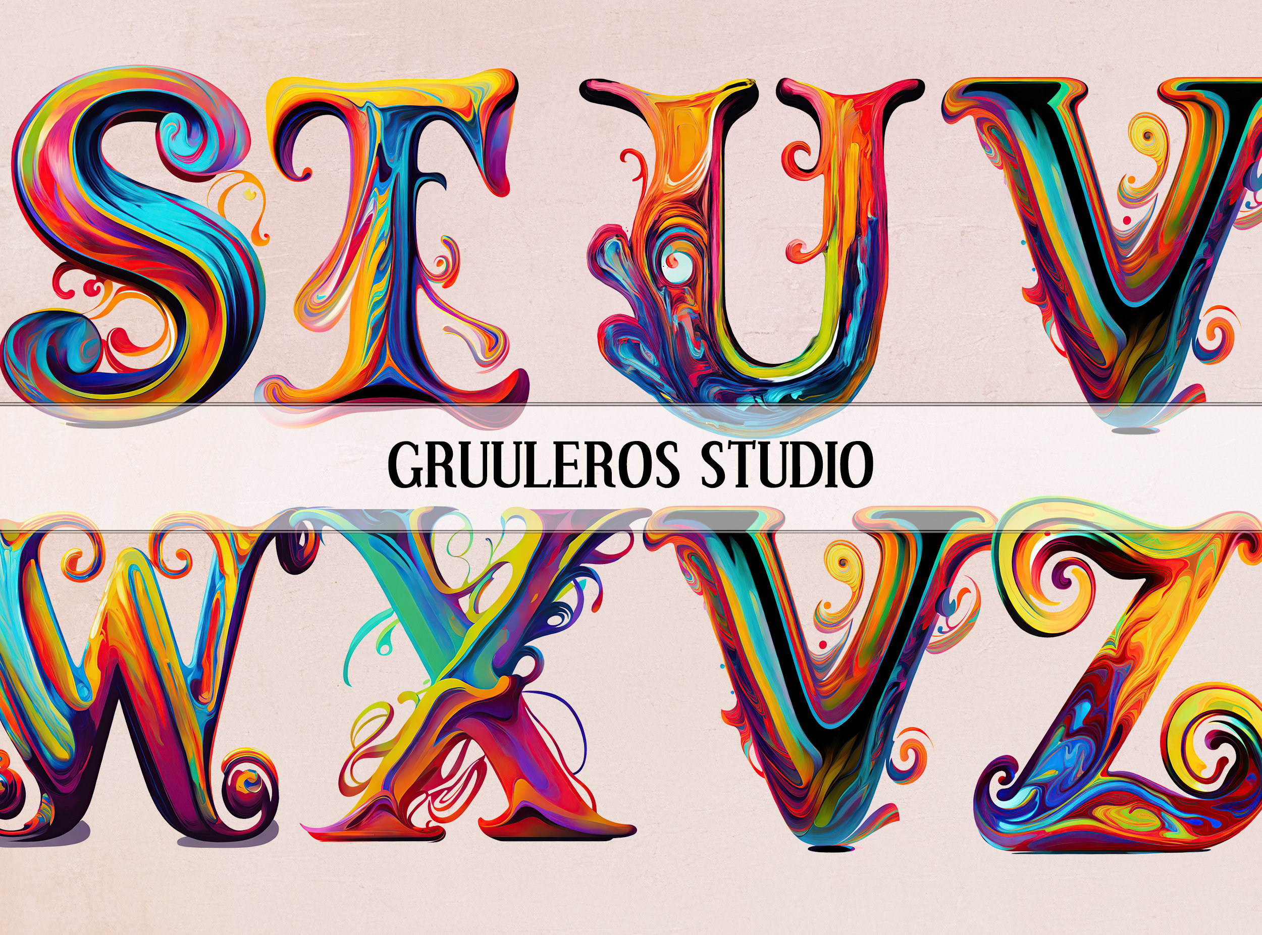 Psychedelic Alphabet, Initials PNG, Psychedelic Art, Psychedelic Decor ...