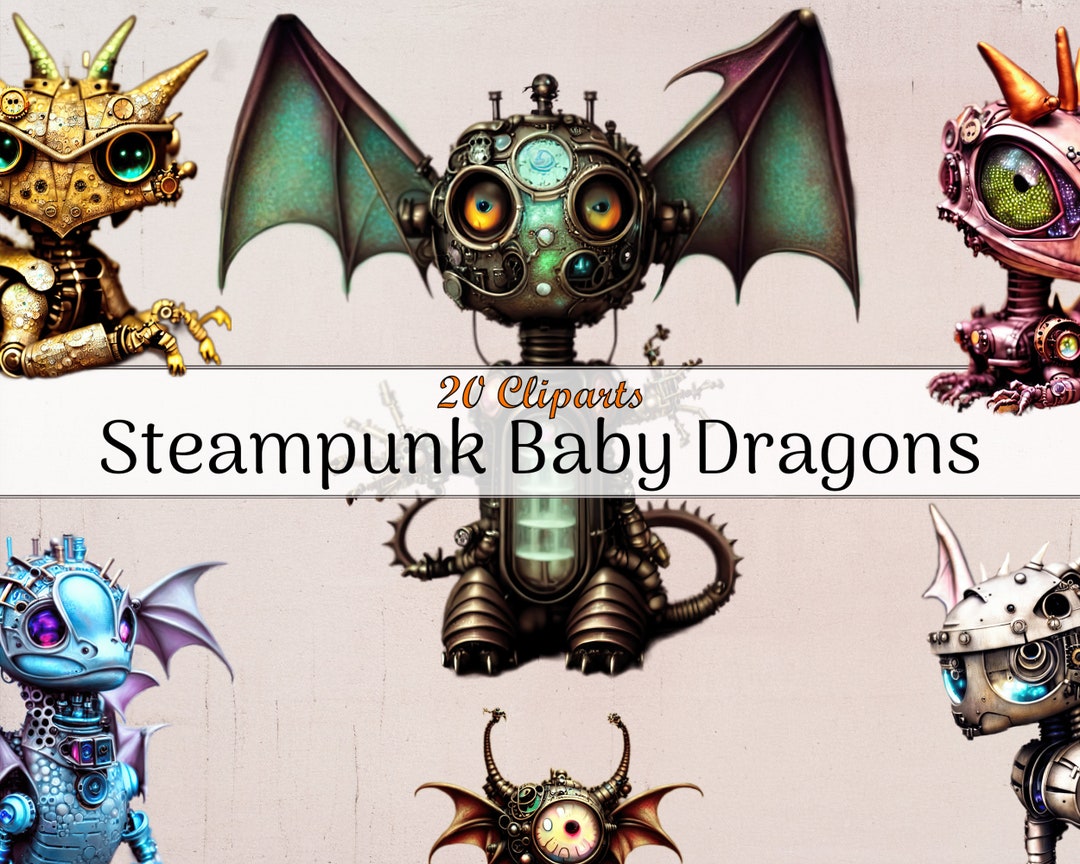 Steampunk Baby Dragon Clipart Steampunk Baby Dragon Png - Etsy