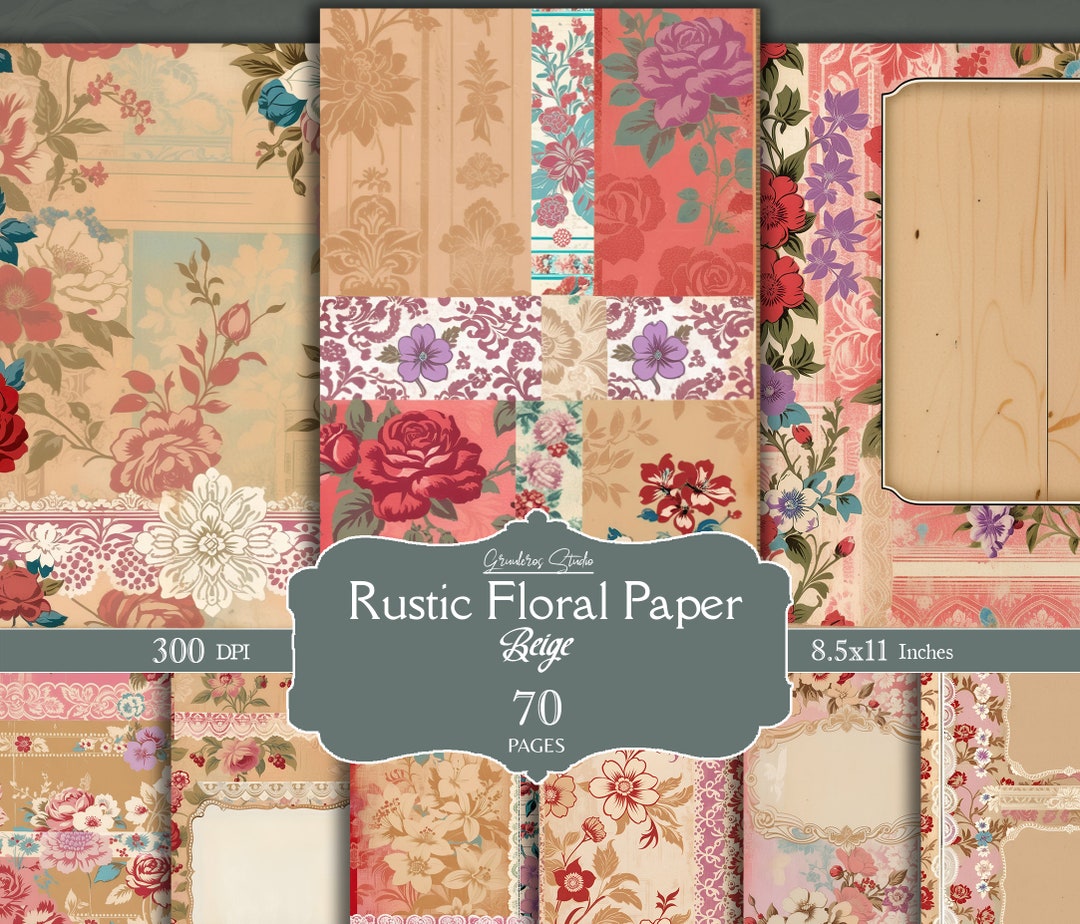 Vintage Digital Paper, Beige Decoupage, Shabby Chic Digital Paper Pack ...