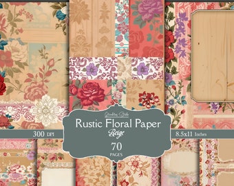 17 Vintage Digital Paper, Shabby Chic Digital Paper Pack, Roses ...