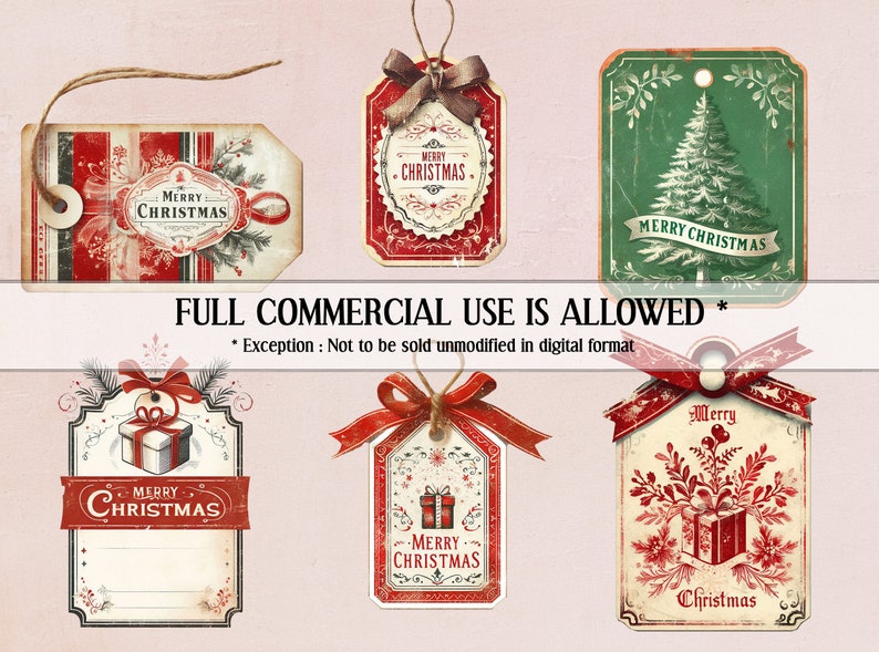 Cliparts Vintage Christmas Labels, Transparent Png, Clipart Retro Tags ...