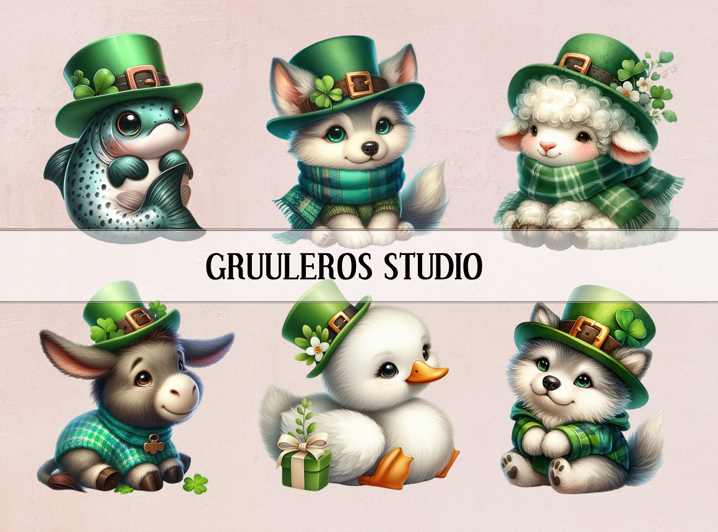 30 PNG St.patricks Day Animals Clipart, Transparent Background, Bonus ...