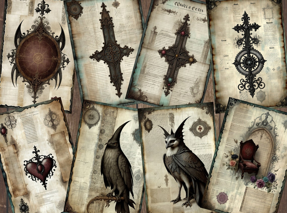 Gothic Digital Illustrations, Junk Journal Cards, Printable Journaling ...