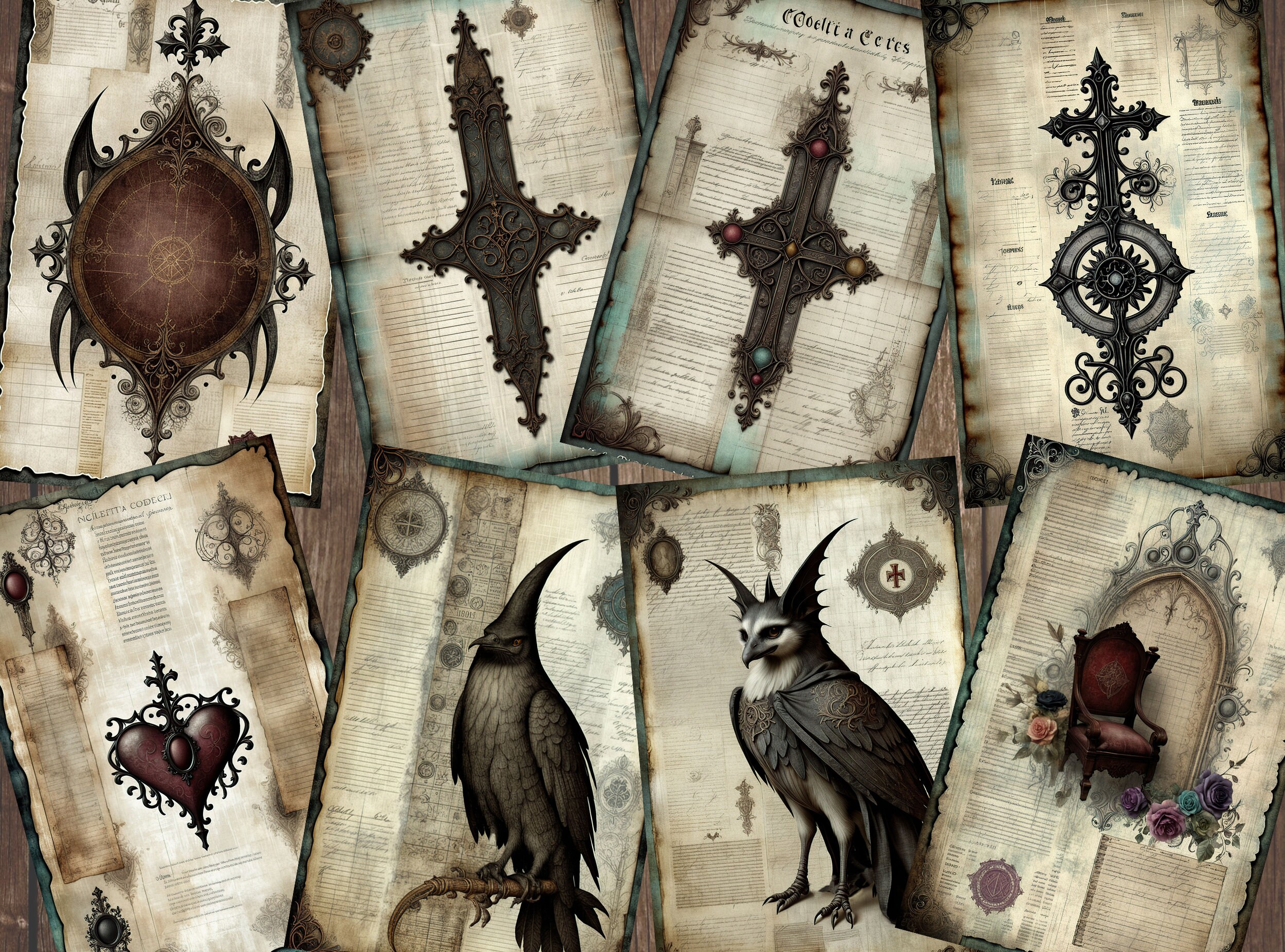 Gothic Digital Illustrations, Junk Journal Cards, Printable Journaling ...