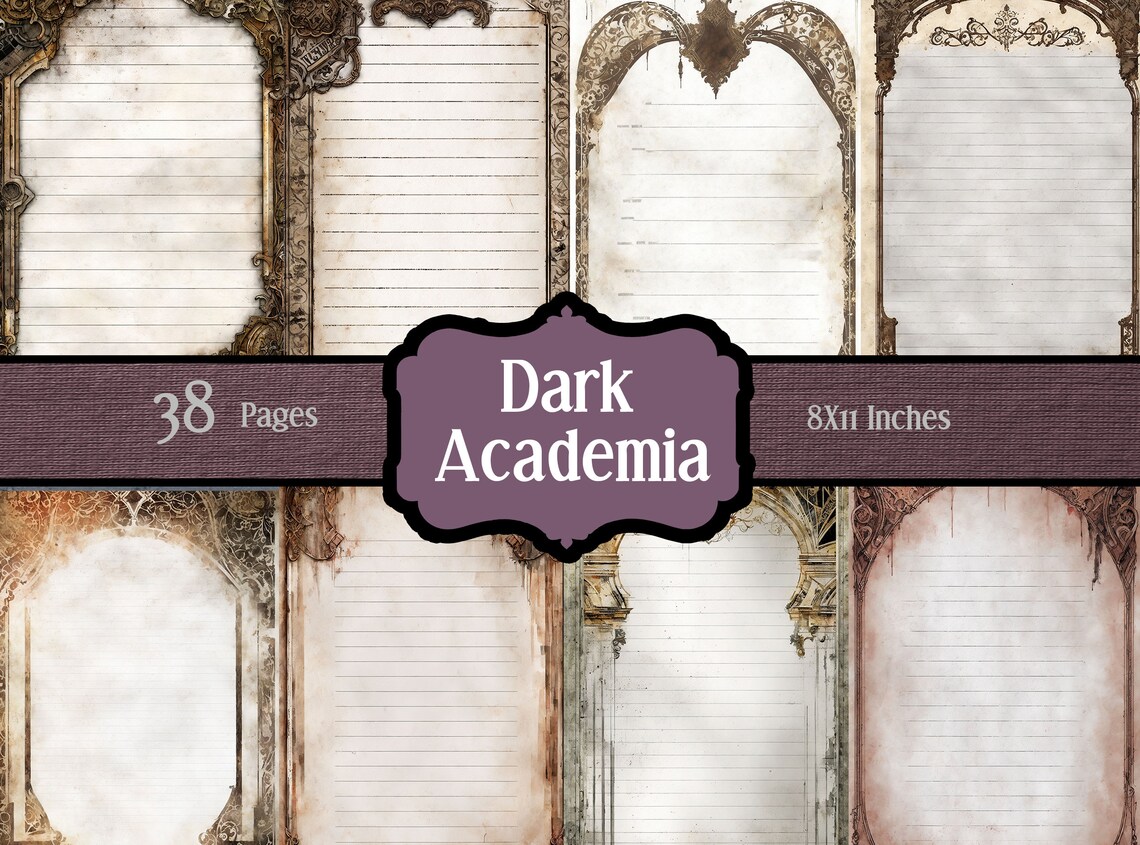 36 Gothic Printable Lined Junk Journal Pages Dark Academia - Etsy