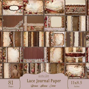 Brown Lace Journal Paper, Brown Lace Printable Paper, Brown Victorian ...
