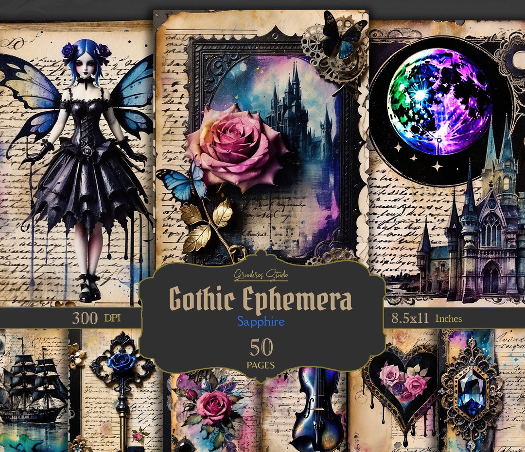 Victorian Goth Junk Journal Kit, Book of Shadows, Digital Download ...