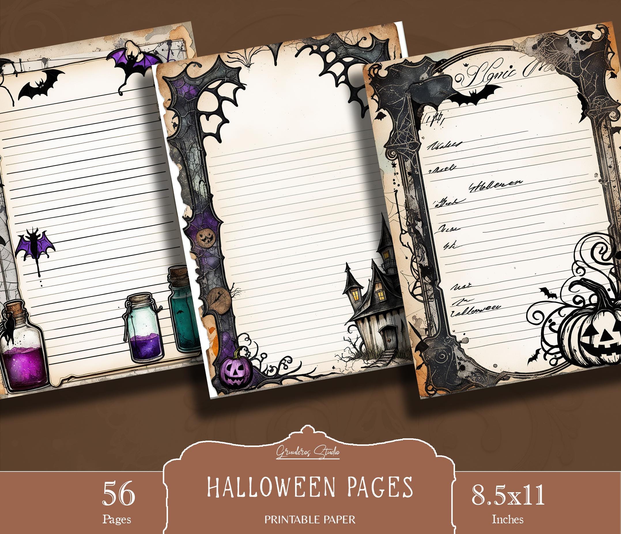 Halloween Printable Stationery, Black Cat Stationery, Letter Writing ...