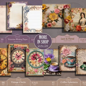 Tea Cup Junk Journal Paper, Antique Journal Pages, Shabby Chic, Vintage ...