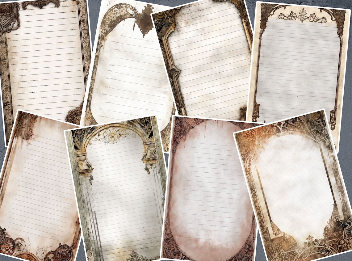 36 Gothic Printable Lined Junk Journal Pages, Dark Academia, Scrapbook ...