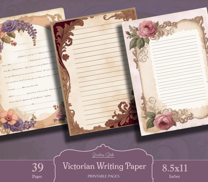 Victorian Writing Paper, Filigree Pages, Collage Printable Junk Journal ...