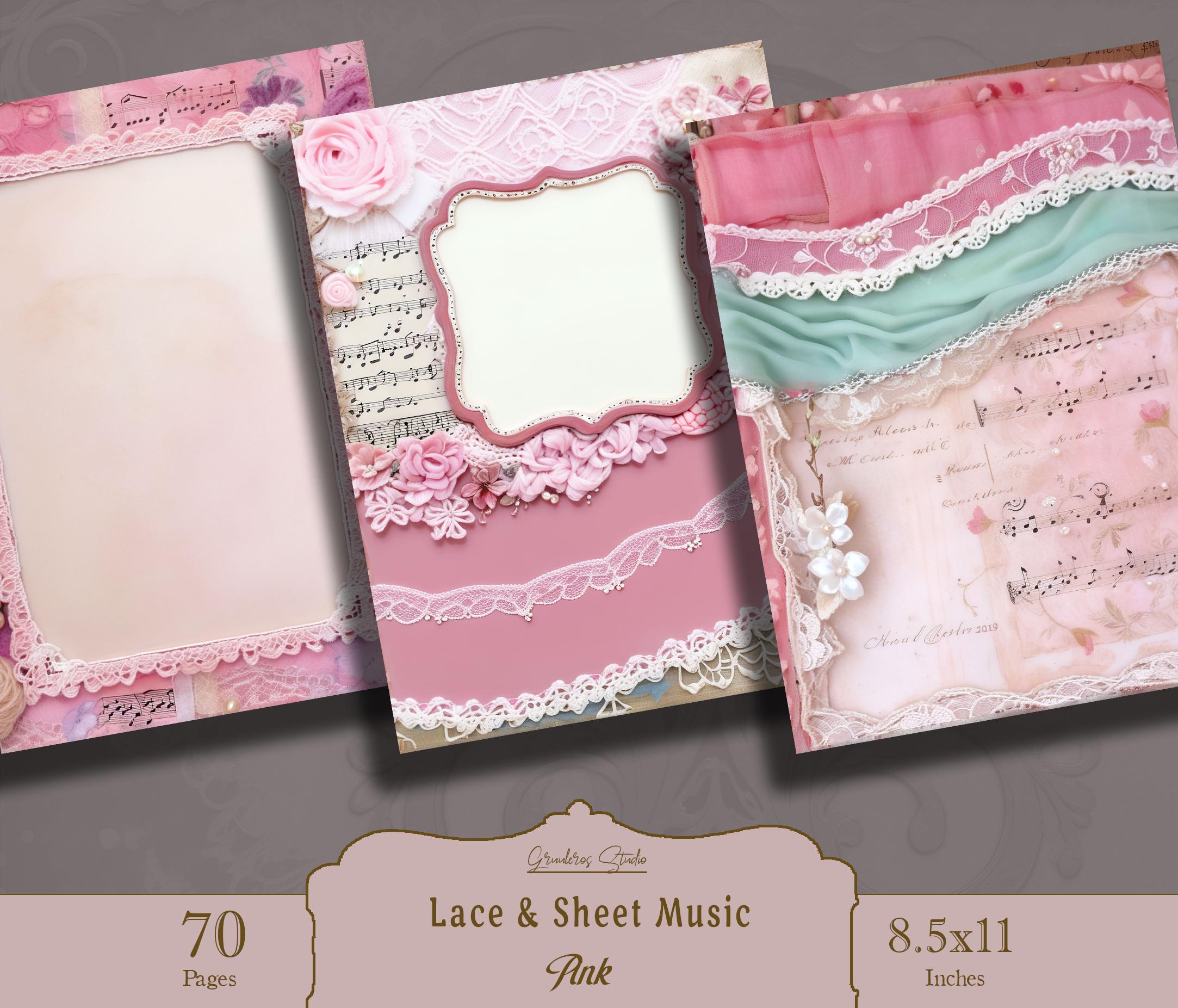 Pink Junk Journal Kit Mixed Media, Lace, Digital Papers, Pink Printable ...