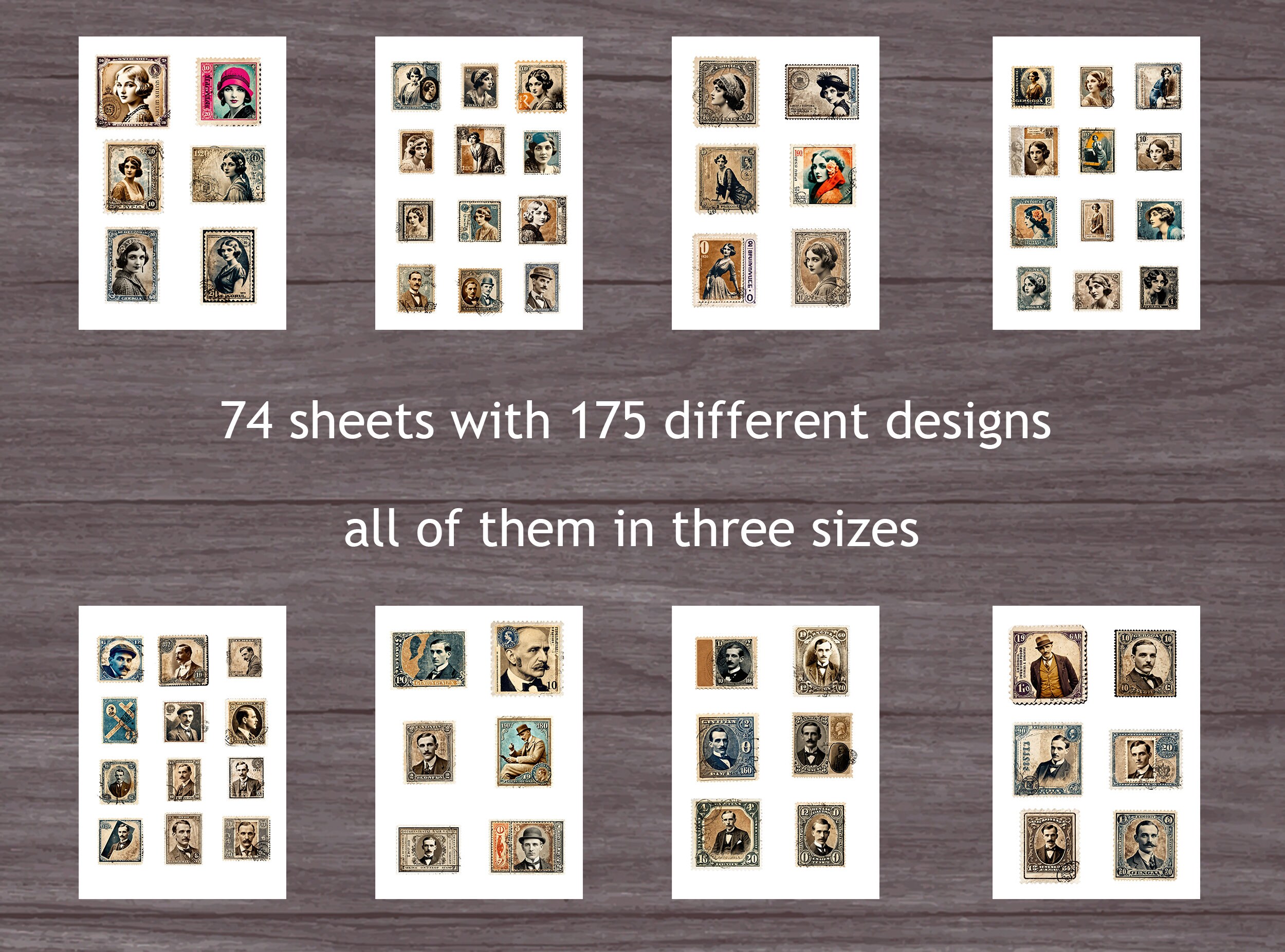 Faux Stamps, Ladies, Gentlemen, Postage, Fake Stamp, Printable, Vintage ...