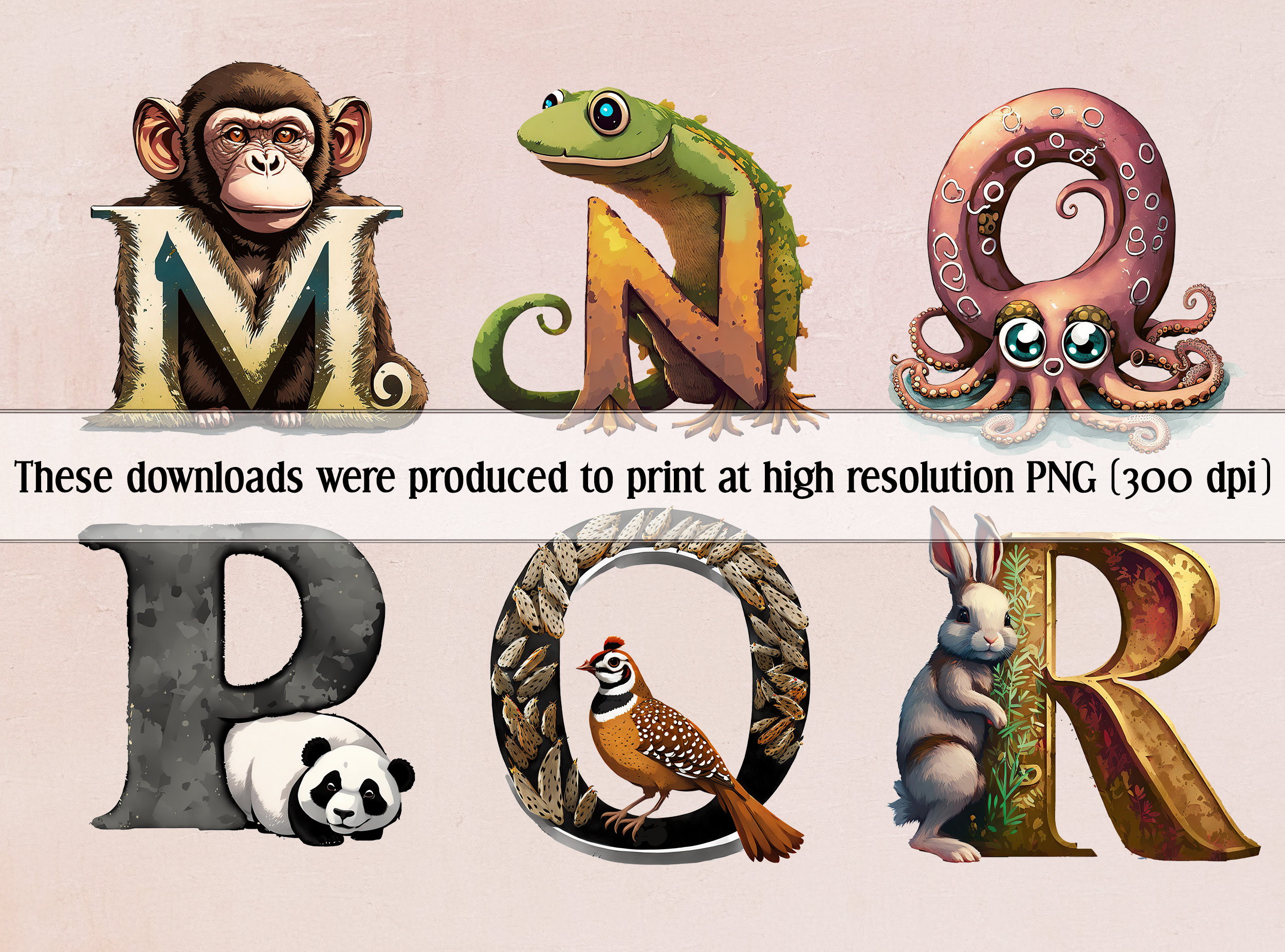 Cute Animal Alphabet Clipart Bundle Transparent PNG, Bundle Clipart ...