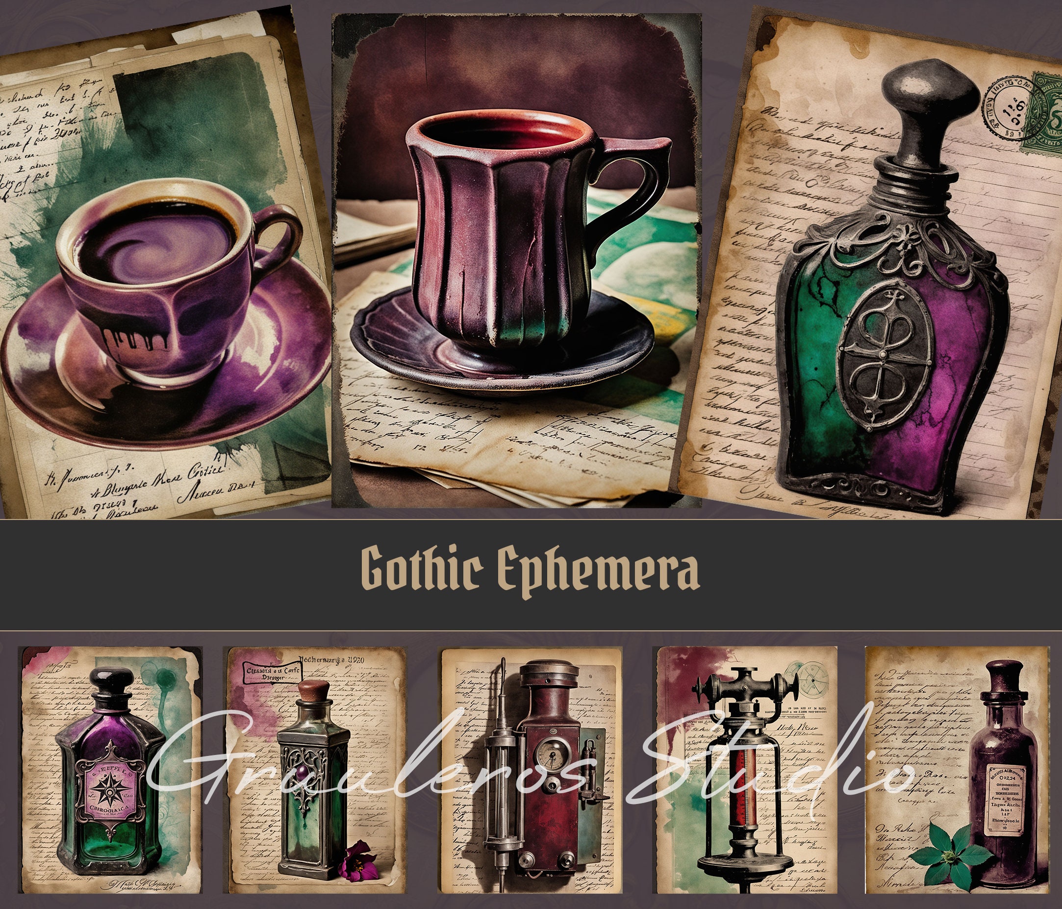 Victorian Goth Junk Journal, Spells, Potion, Digital Download, Gothic ...