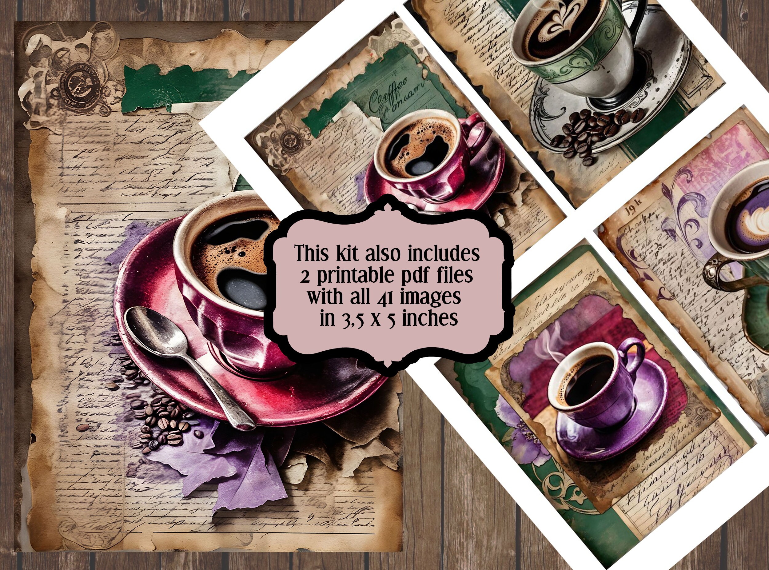 Coffee Collage Sheet, Digital Downloads, Cozy Printable Page, Journal ...