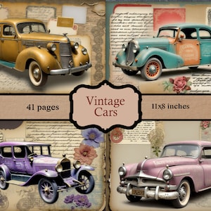 Vintage Cars Junk Journal Kit, Junk Journal Supplies, Journal ...