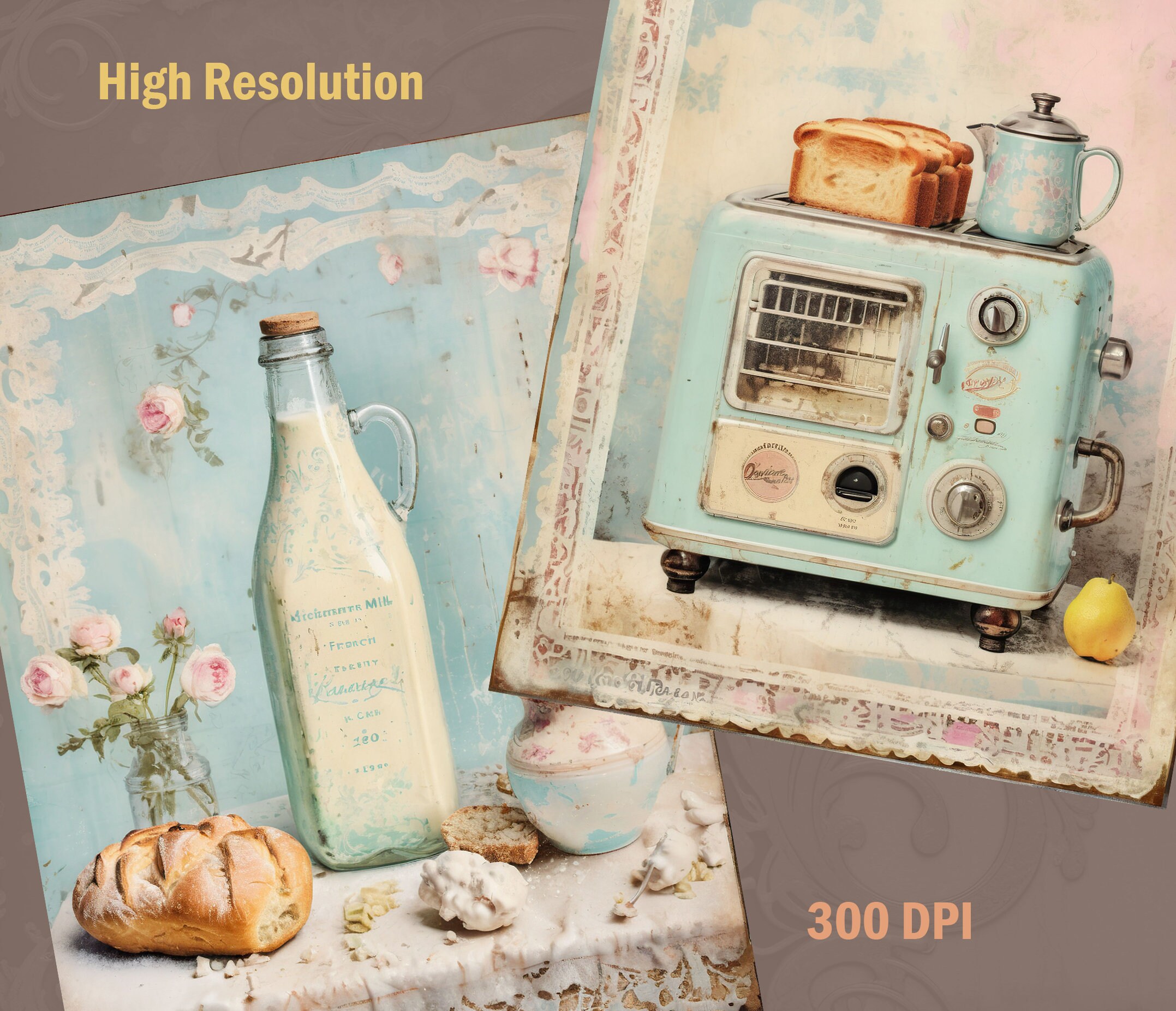 Retro Kitchen Pages, Junk Journal and Scrapbook Paper, Food Images ...