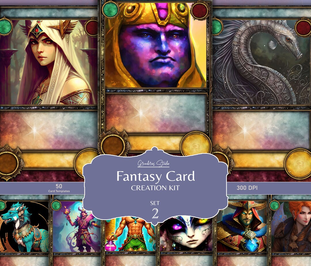 DIY Card Game, 50 Fantasy Card Game Templates, Board Game Assets, TCG ...