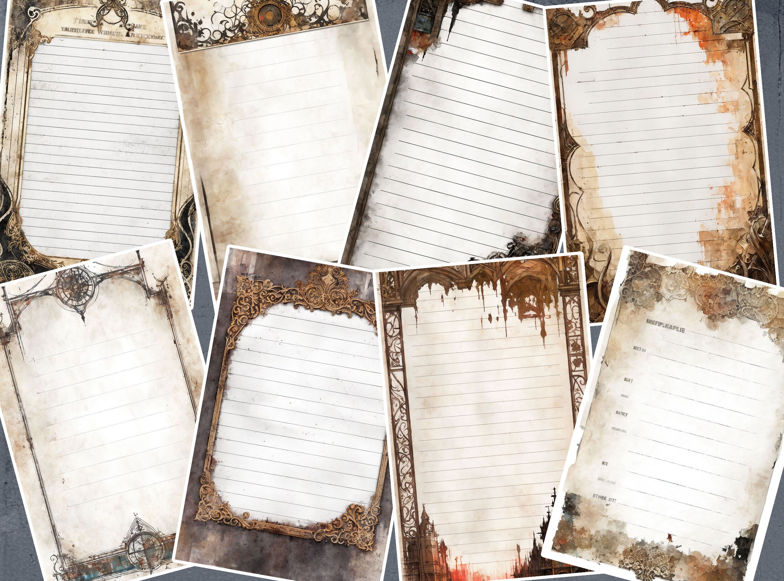 36 Gothic Printable Lined Junk Journal Pages, Dark Academia, Scrapbook ...