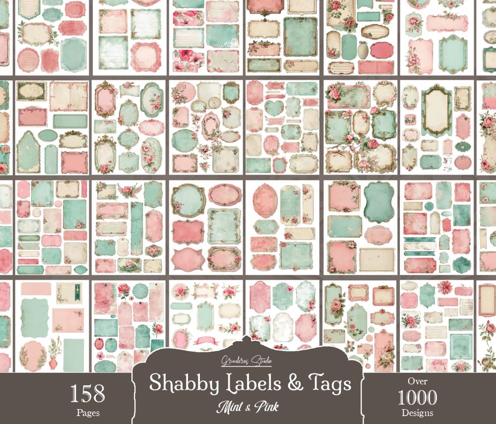 Shabby Chic Junk Journal Labels Kit, Embellishments, Vintage Ephemera ...