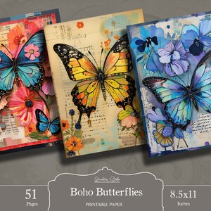 Boho Butterfly Junk Journal, Digital Papers, Vintage Butterflies ...