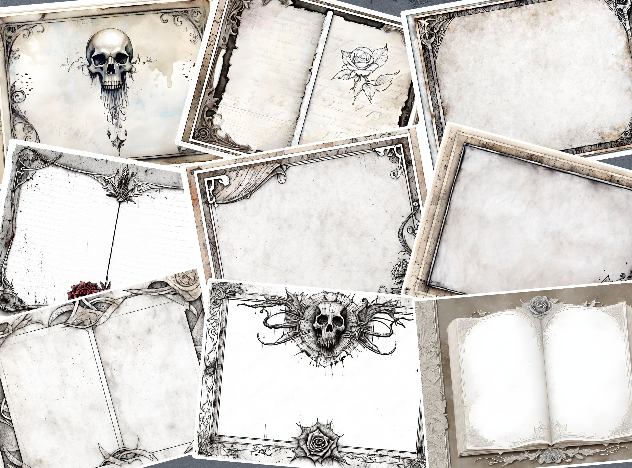 Gothic Diary Digital Paper Ink Saver Goth Journal Goth - Etsy