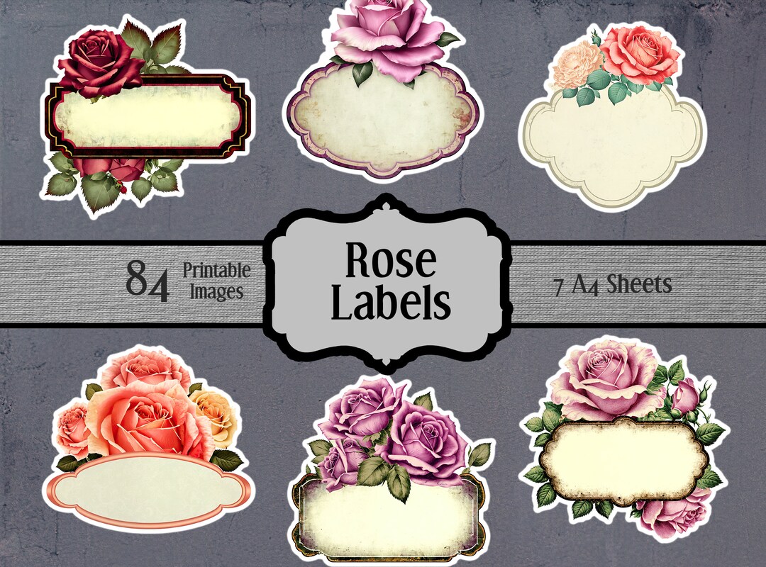 Rose Labels Antique A4 Prints Blank Vintage Labels Junk - Etsy