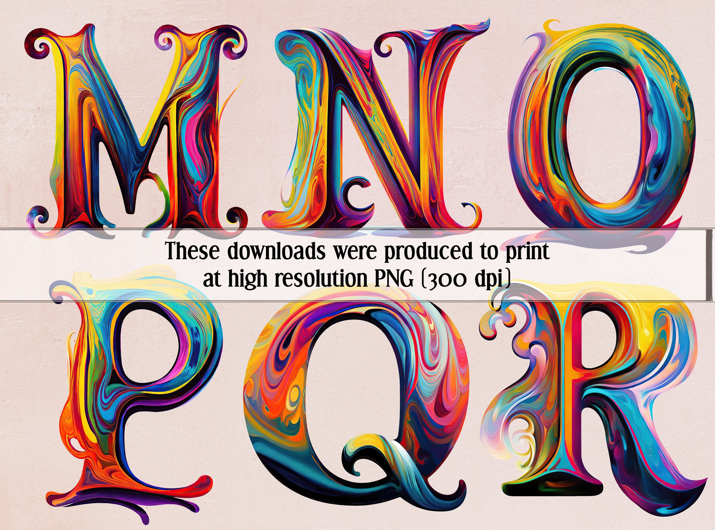 Psychedelic Alphabet, Initials PNG, Psychedelic Art, Psychedelic Decor ...