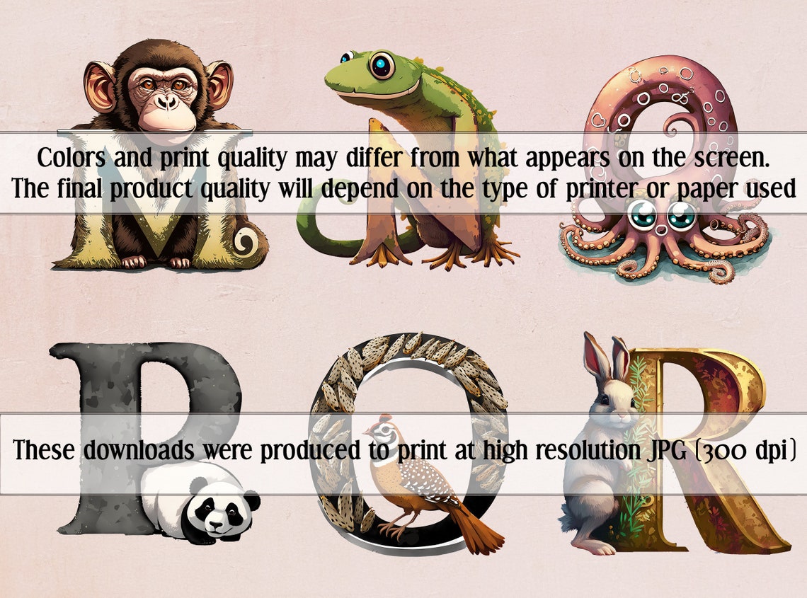 Cute Animal Alphabet Clipart Bundle Transparent PNG Bundle - Etsy