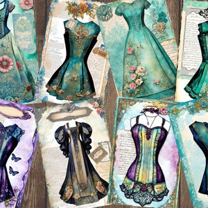 Vintage Dress Journal Pages, Printable Dresses, Lace, Ephemera ...