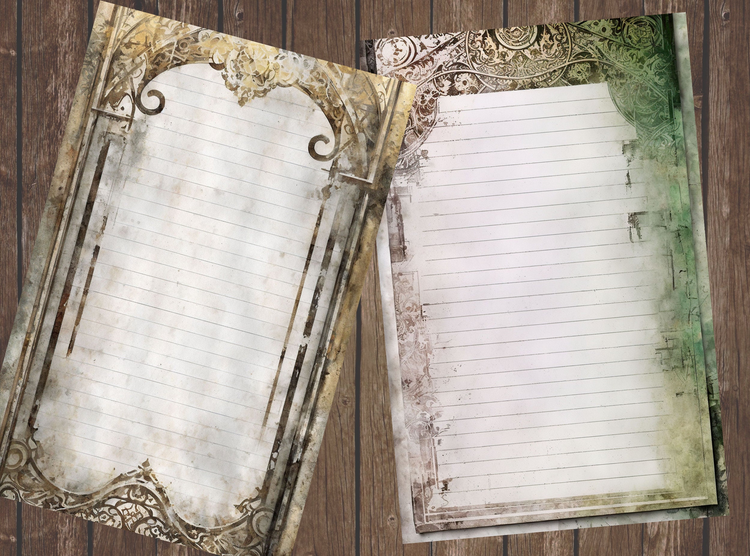 36 Gothic Printable Lined Junk Journal Pages, Dark Academia, Scrapbook ...